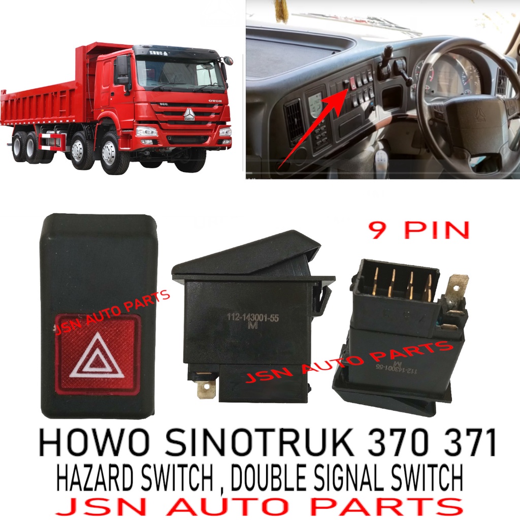 HAZARD SWITCH HOWO SINOTRUK 370 371 DOUBLE SIGNAL SWITCH LORRY LORI ...