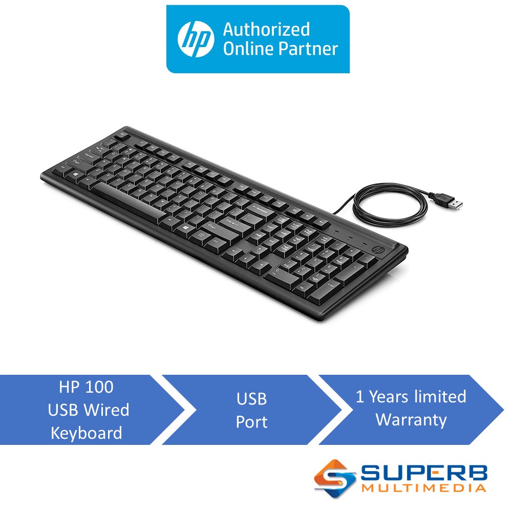 HP Keyboard 100 usb wired keyboard 2UN30AA | Shopee Malaysia