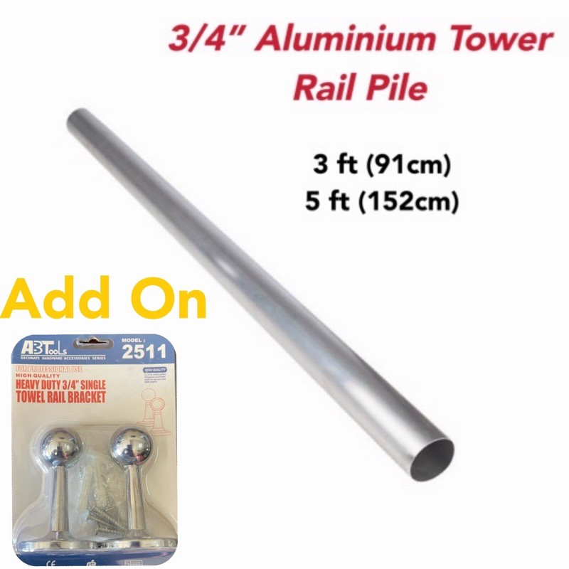 ALUMINIUM 3/4” ROUND PIPE / TOWEL RAIL PIPE / PAIP ALUMINIUM SIDAI ...