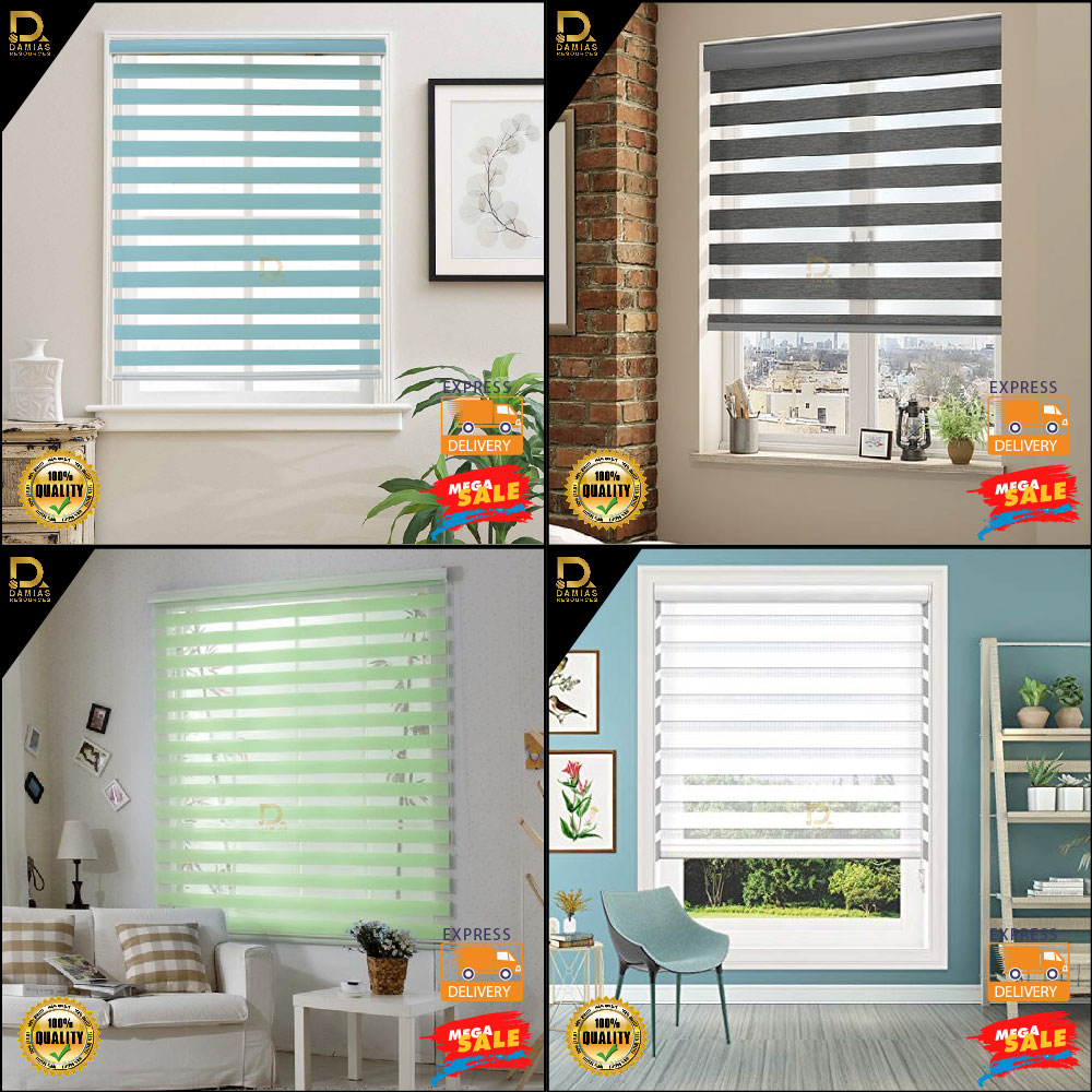 Tirai Moden Plain office BLIND 4 * 6ft roller modern CEO - Black Grey ...