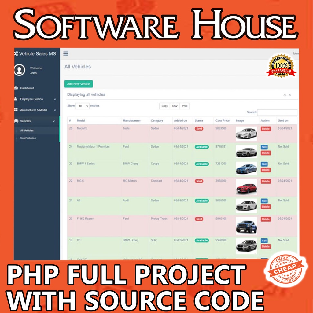 Vehicle Sales Management System Full PHP Project with Source Code ...