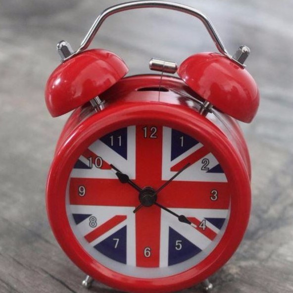 Classic 3 or 4 Inch British London Flag Metal Double Bell Loud Clock ...