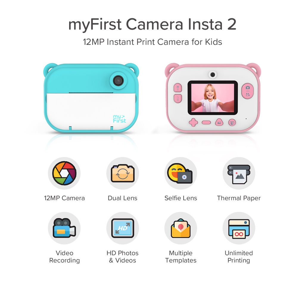 myFirst Camera Insta 2 -12MP Instant Print Camera for Kids Thermal ...