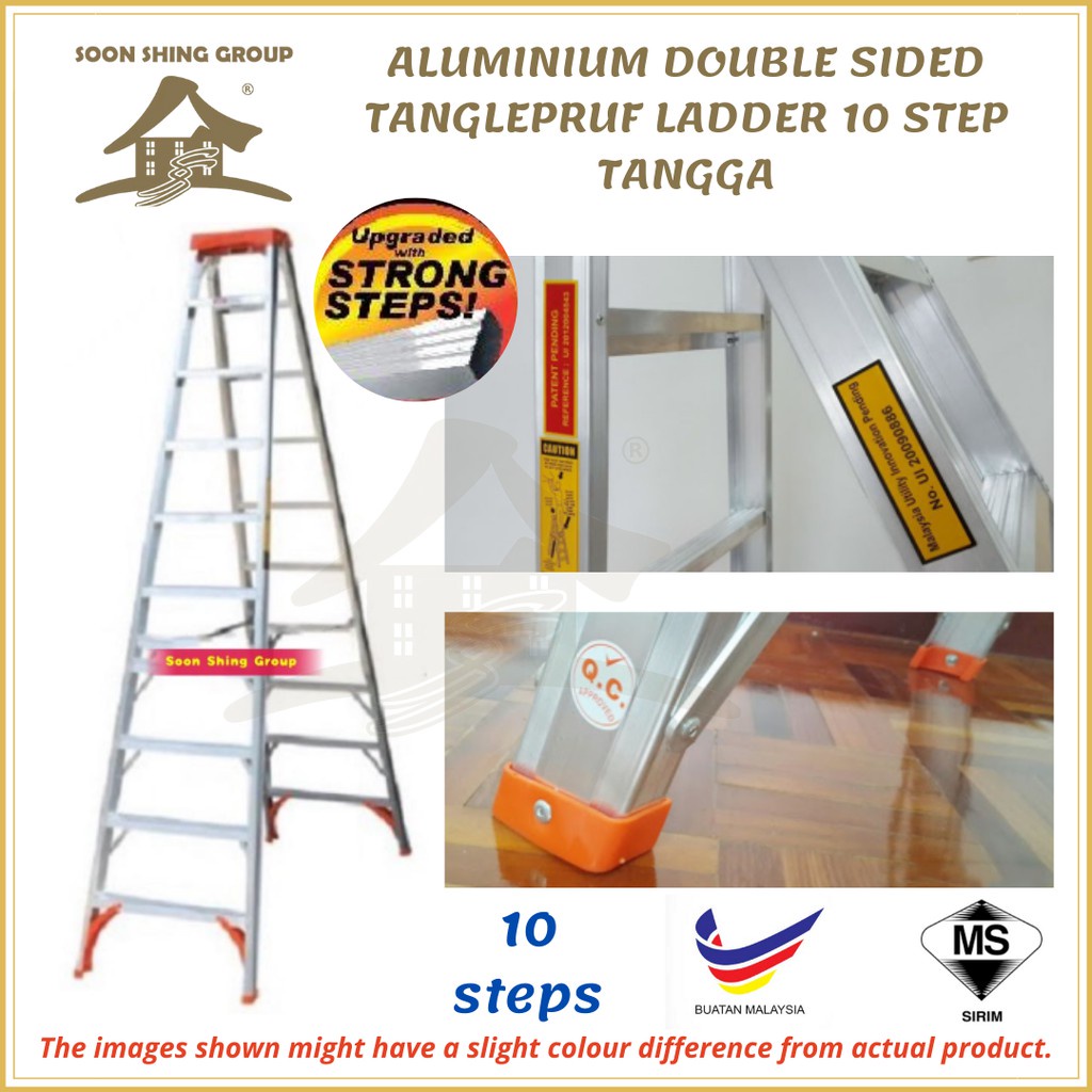 SDL10 ORIGINAL Heavy Duty Aluminium Double Sided TANGLEPRUF 10 STEP Ladder / Tangga Lipat Double ...