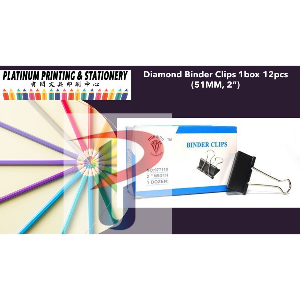 Diamond Binder Clips 1box 12pcs (51MM, 2") | Shopee Malaysia