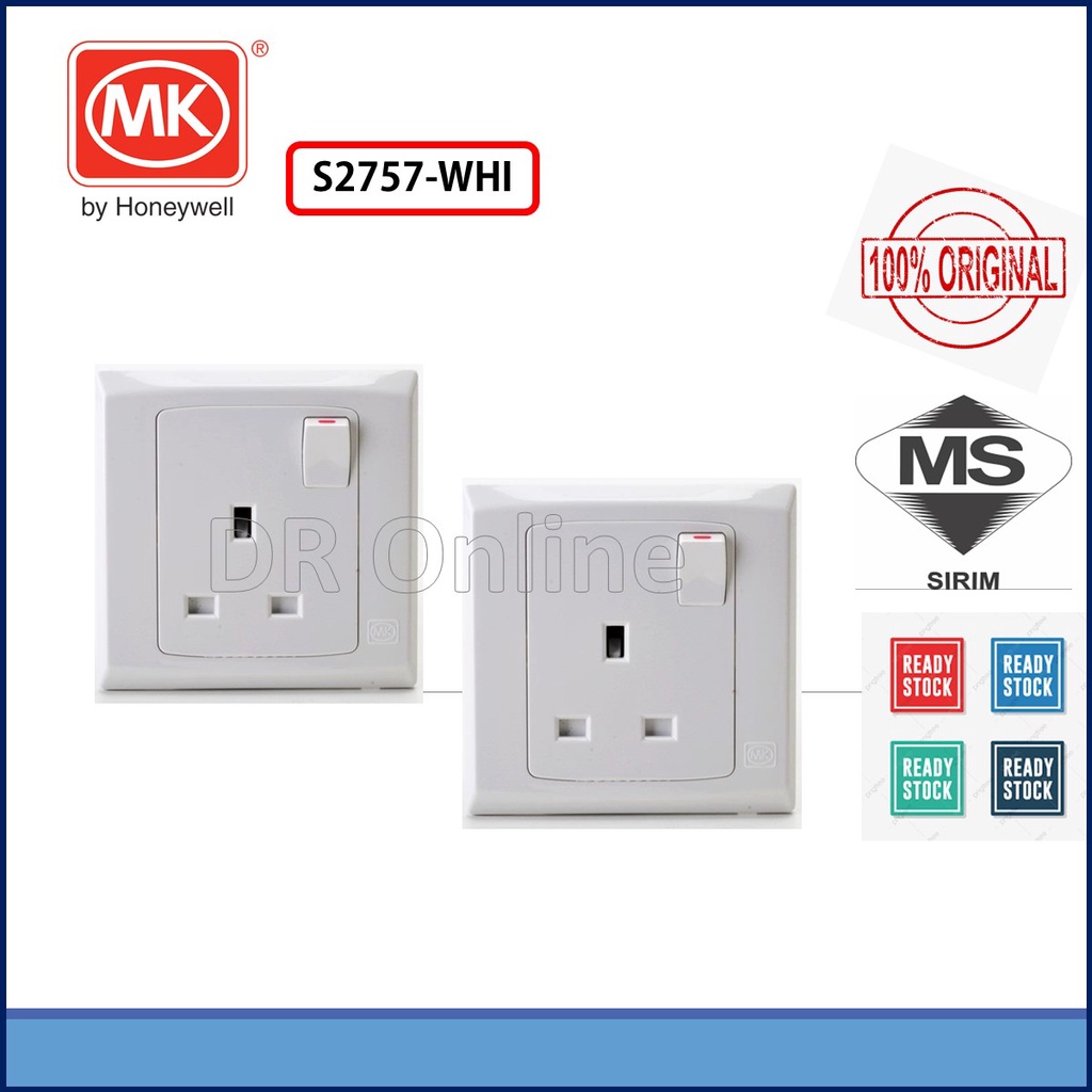 MK Switch Socket Pvc 13A 1Gang 1X13A ,S2757-WHI | Shopee Malaysia