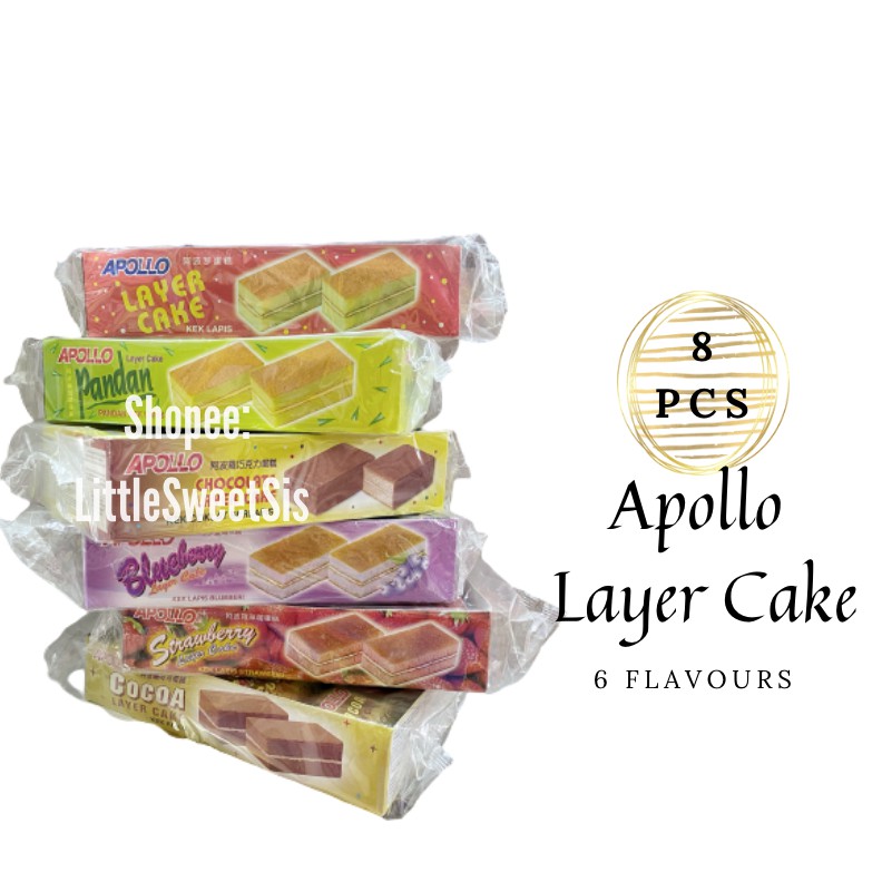 APOLLO LAYER CAKE [8'S*18G] PANDAN/ CHOCOLATE/ BLUBERRY/ STRAWBERRY ...