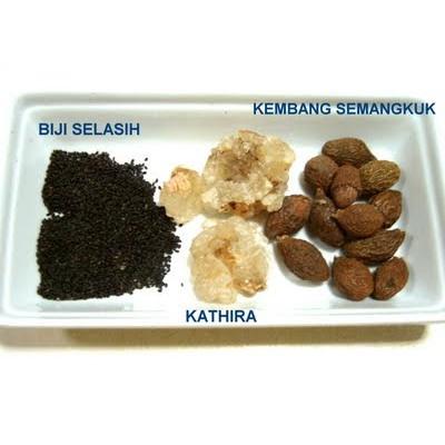 KATHIRA / Air Kathira (Kembang Semangkuk / Getah Anggur / Biji Selasih ...