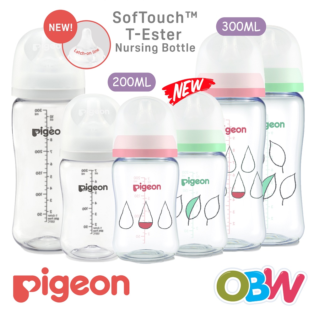 Pigeon SofTouch™ T-Ester Feeding Bottle | Wide Neck Nursing Bottle | SofTouch Baby Bottle (200ml ...