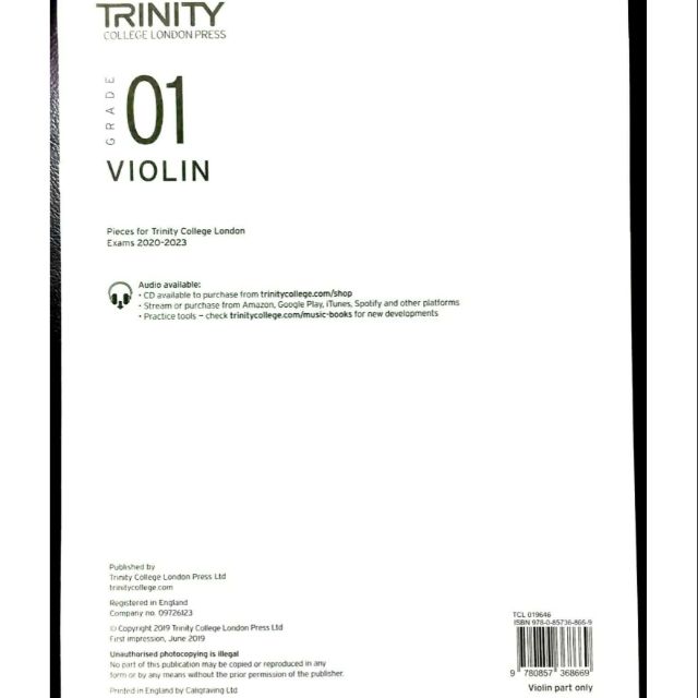 Trinity VIOLIN Exam Pieces 2020-2023 Grade 1 (Violin Part) | Shopee ...