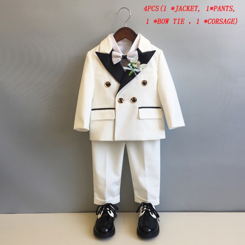 Children Formal Clothing Boys Solid Color Tuxedo Suits Blazer Pants ...