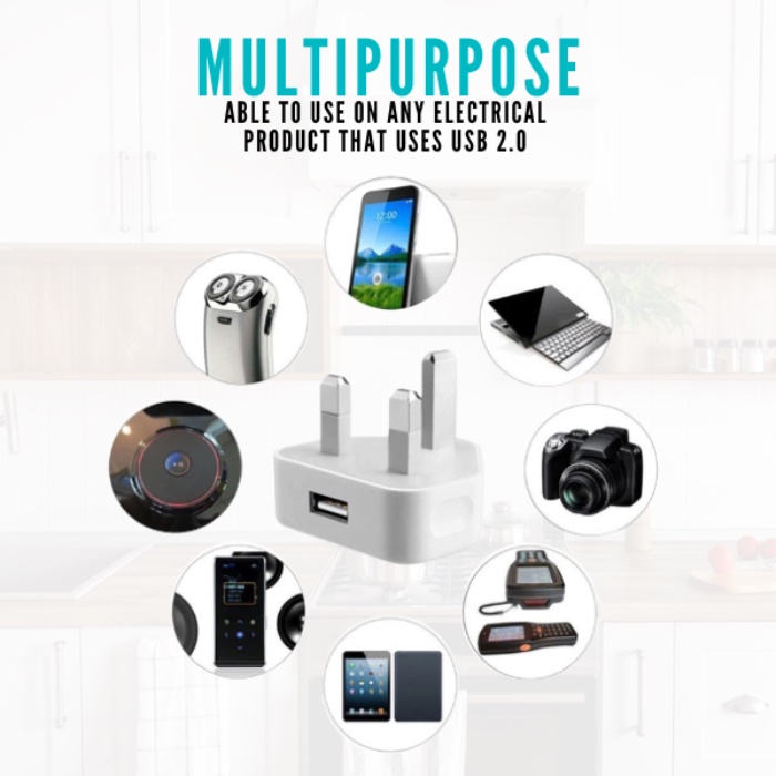 USB 3 Pin UK Plug 5V 1A Wall Charger Power Adapter Charging for Phone ...