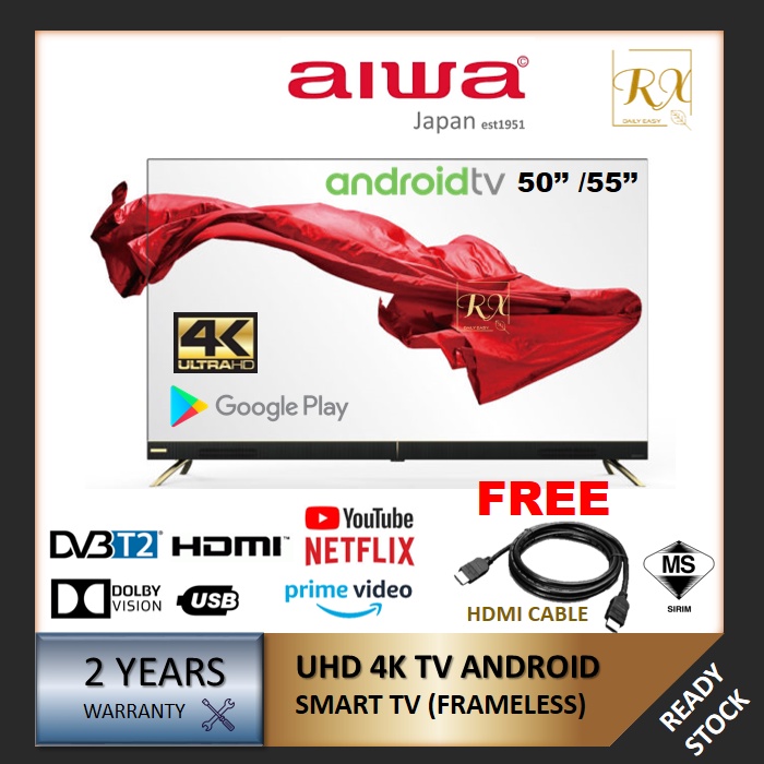 [BUBBLE WRAP] AIWA 50 55 INCH TV FRAMELESS UHD 4K ANDROID SMART LED TV AW-LED50X6FL AW-LED55X6FL ...