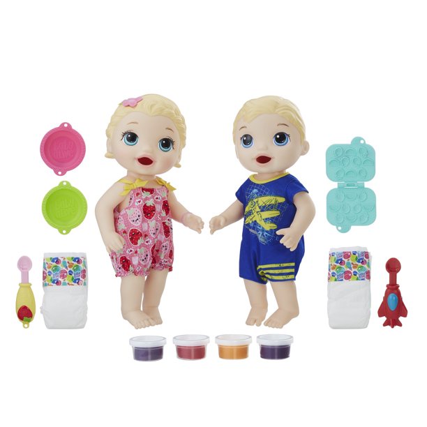 Boy Girl Gift Toy Baby Alive Super Snacks Snackin Twins Lily Girl Doll and Luke Boy Doll Blonde ...