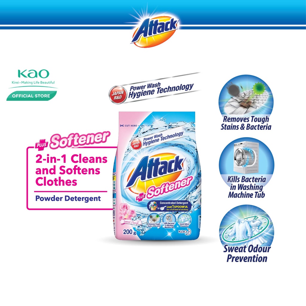 ATTACK Detergent Plus Softener Sweet Floral Concentrate Detergent ...