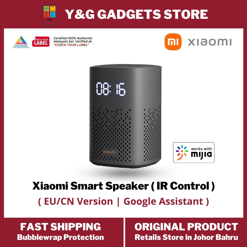 Xiaomi Mi Smart Speaker IR Control | 360 Surround Sound | LED Clock Display | Google Assistant ...