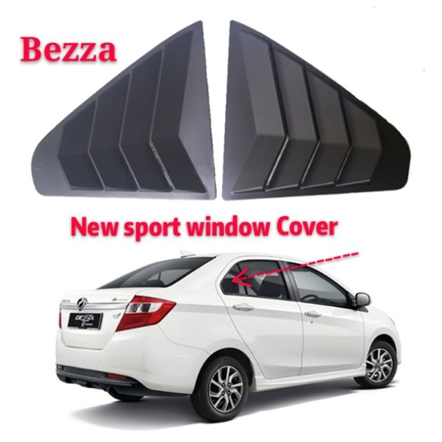 2pcs Perodua Bezza Window Cover 3D Carbon Matte Black Mustang Sporty ...