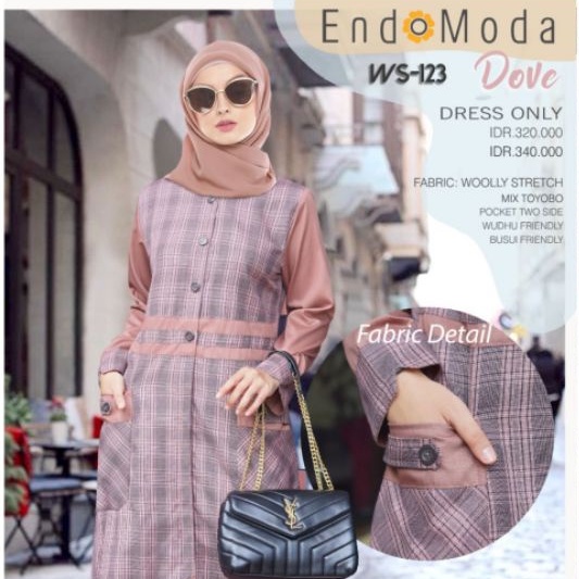 Gamis ENDOMODA WS 123 DOVE Clothes MUSLIM Clothes Adult Women BUSUI WUDHU FRIENDLY COTTON ...
