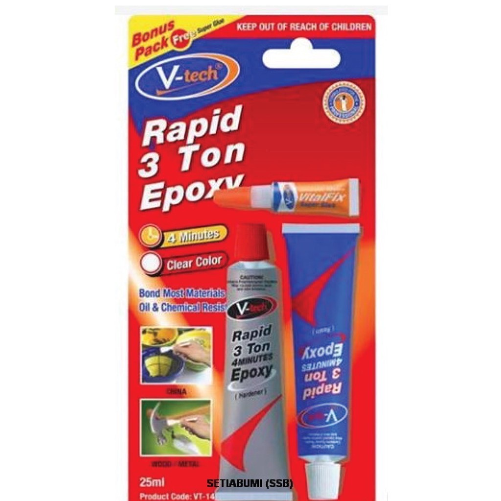 V-tech VT-141B1 Rapid 3 Ton 4 Minutes Epoxy FOC Super Glue | Shopee ...