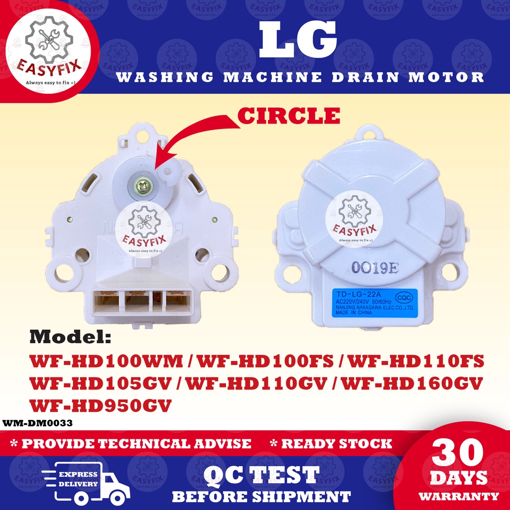 WF-HD100WM / WF-HD100FS / WF-HD950GV / WF-HD105GV LG WASHING MACHINE DRAIN MOTOR WF-HD110GV / WF ...