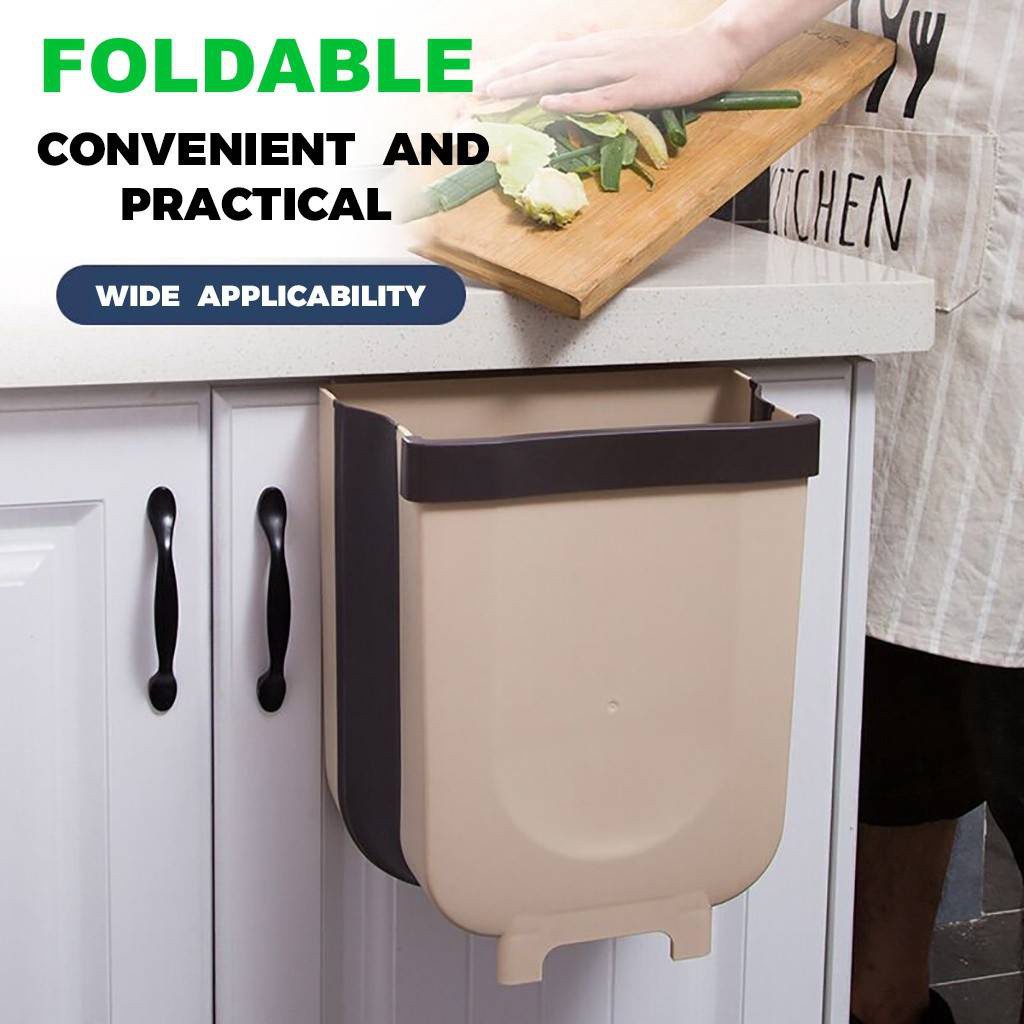 Kitchen Foldable Dustbin; Folding Waste Bin; Cabinet Door Hanging Trash ...
