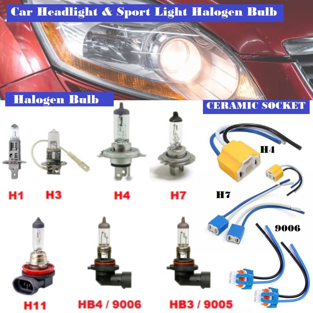 Car Halogen Bulb Headlight Sportlight Fog Light Motosikal Halogen Bulb ...