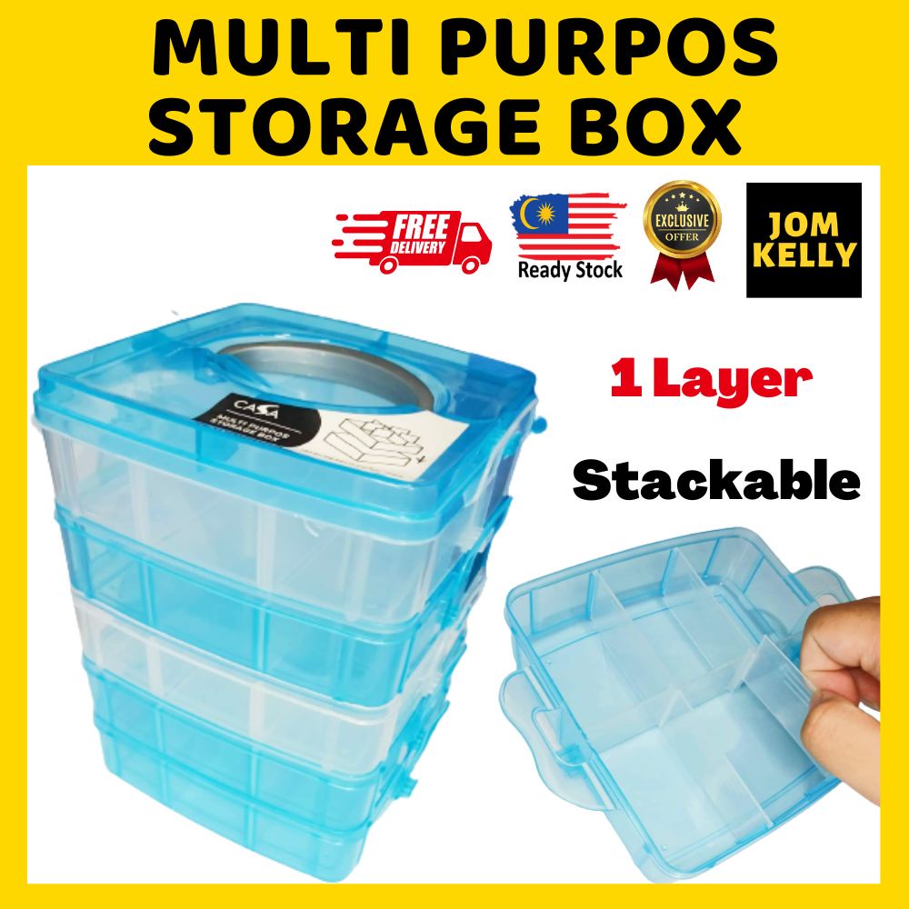 JOM KELLY Transparent Multi Purpose Storage Box 1 Layer | Shopee Malaysia
