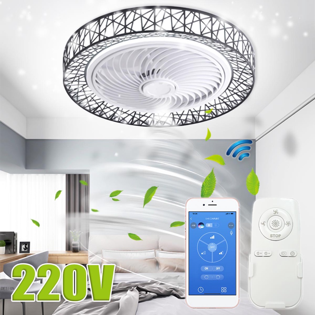 50CM Smart LED Ceiling Fan Fans with Lights Remote Control Bedroom ...