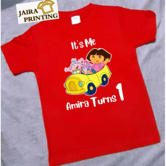 DORA BIRTHDAY TSHIRT CUSTOM MADE DESIGN 02 BAJU DORA BAJU BUDAK HARI ...
