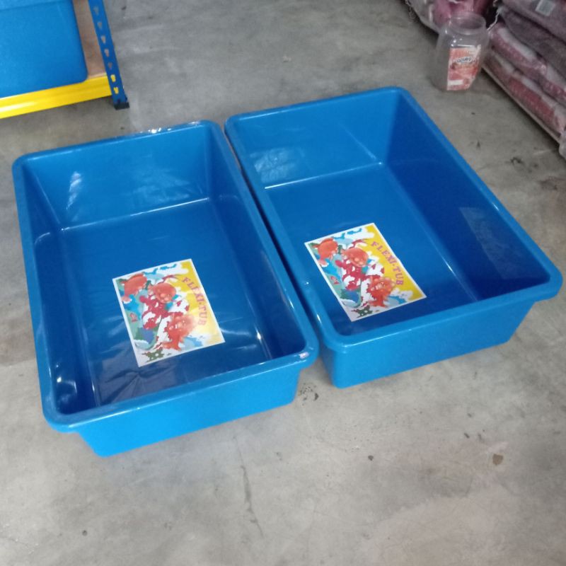 set of 2 Guppy Blue Plastic Tank 70 L tangki ikan emas, guppy, betta ...