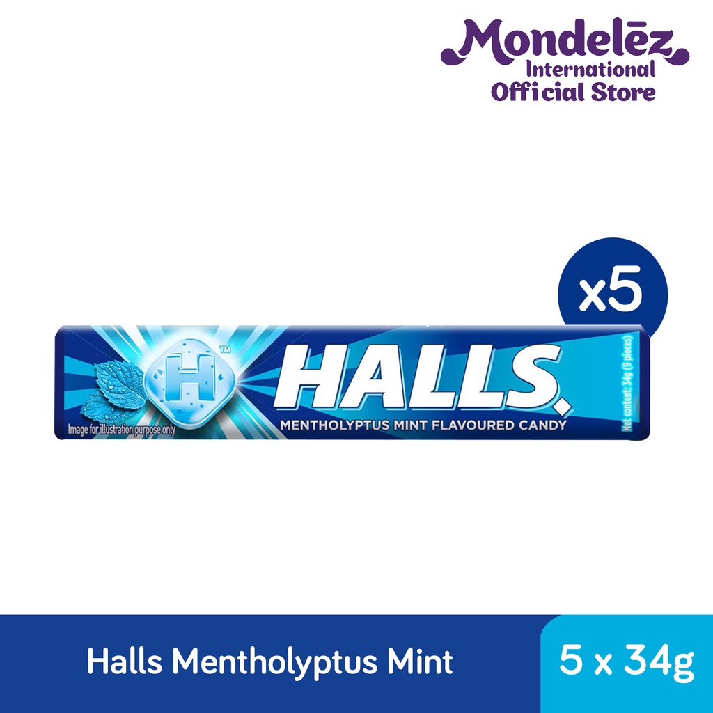 [Bundle of 5] Halls Mentholyptus - Mint/Extra Strong Mint/Honey Lemon ...