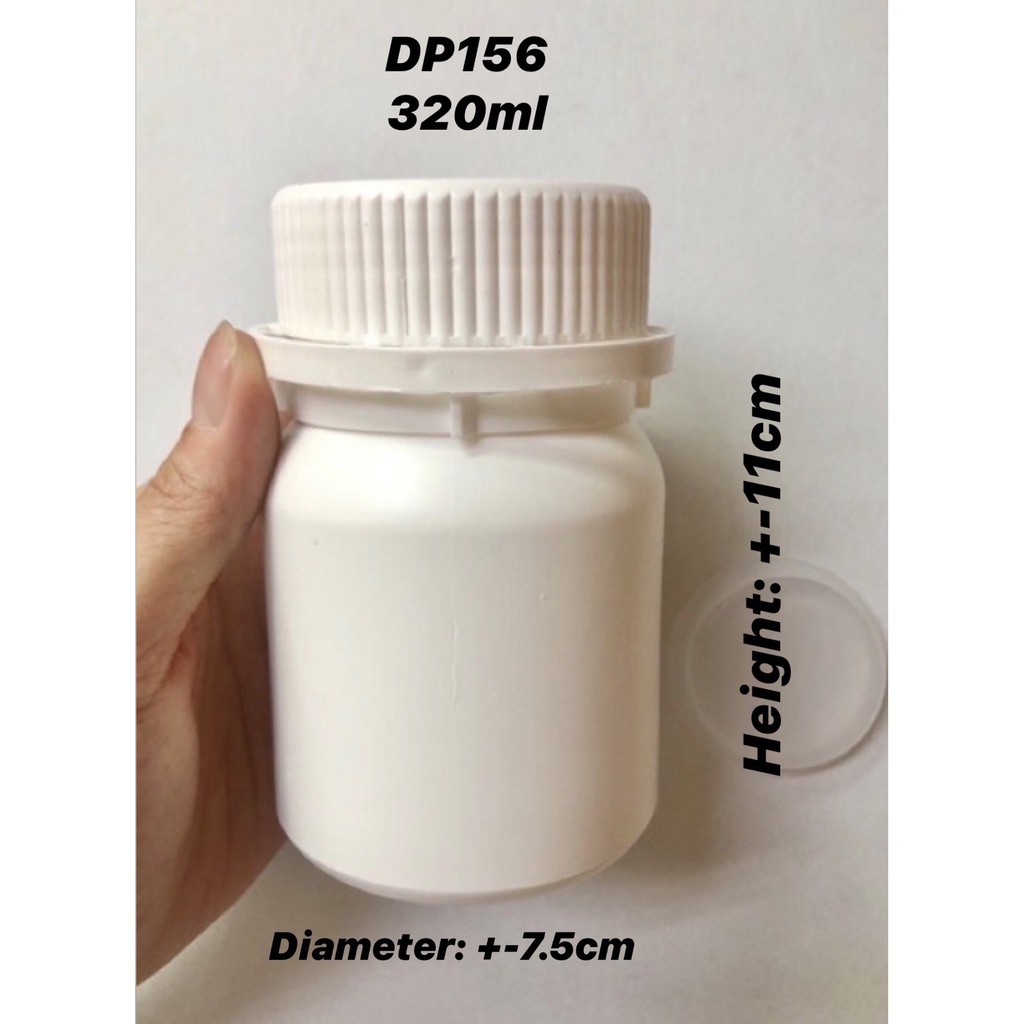 Empty White Plastic Capsule Bottle with Safety Seal | Botol Kosong ...