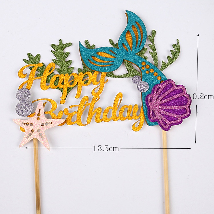 Mermaid Theme Shiny Shell Fishtail Cake Topper Starfish Tail ...