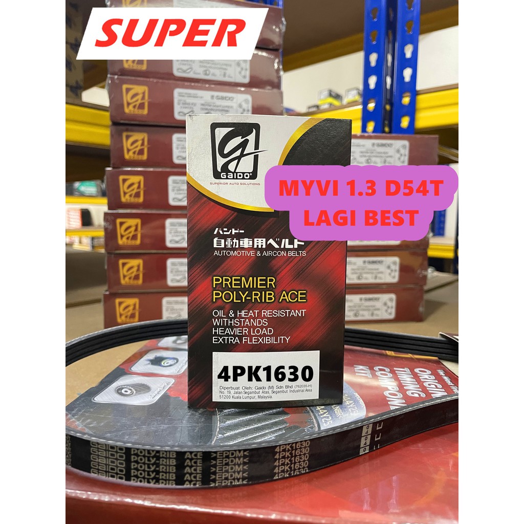 Gaido Fan Belt Perodua MYVI 1.3 D54T LAGI BEST 4PK1630 ORIGINAL RIBBED ...