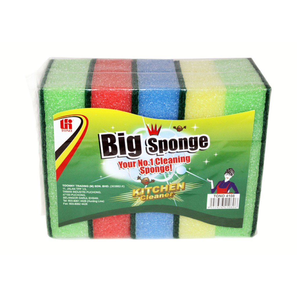 Tono Partner - Big Sponge with Non-Scratch Heavy Duty Scouring Kitchen ...