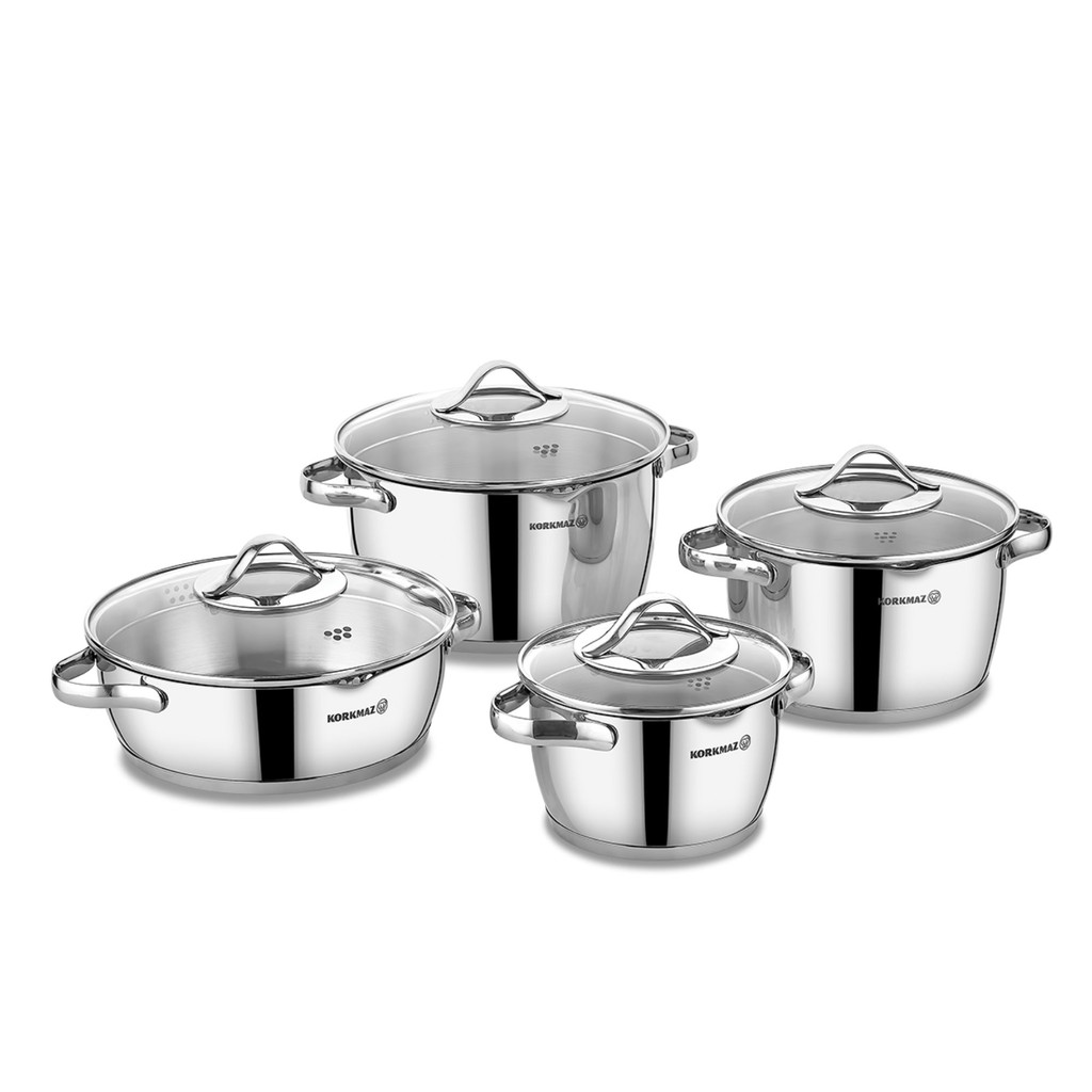 Korkmaz Stara 8-Piece Stainless Steel Cookware Set - Induction ...