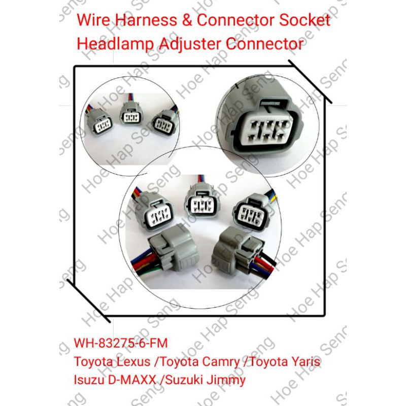 WH-83275-6-FM Headlight Patch Wire Harness Connector Socket Isuzu D-Max ...