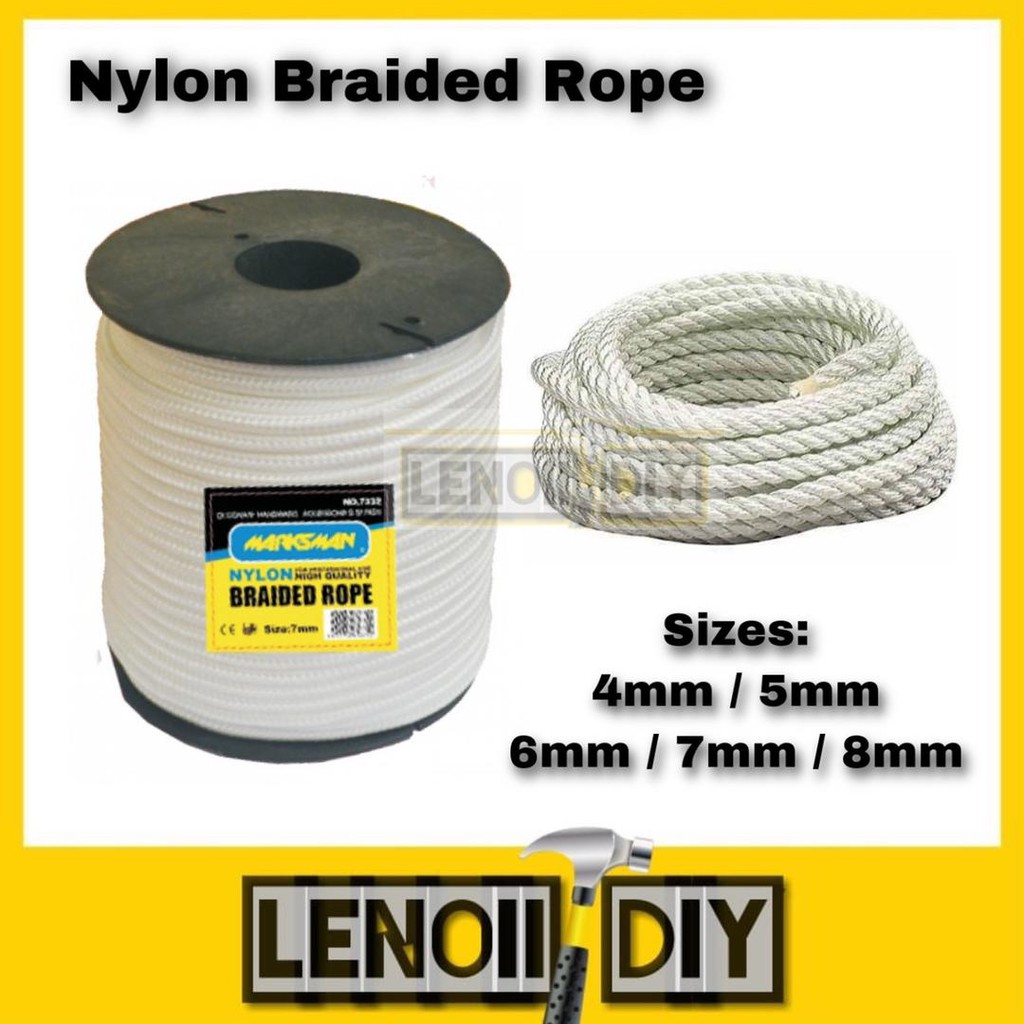 White Nylon Braided Rope 3mm 4mm 5mm 6mm 7mm 8mm | Shopee Malaysia