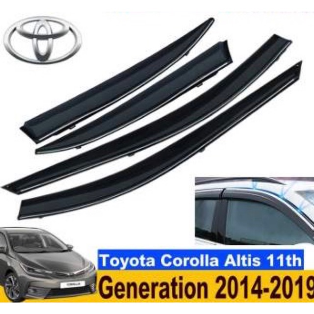 Toyota Altis 2014-2019 Injection Door Visor With Stainless Steel Lining ...