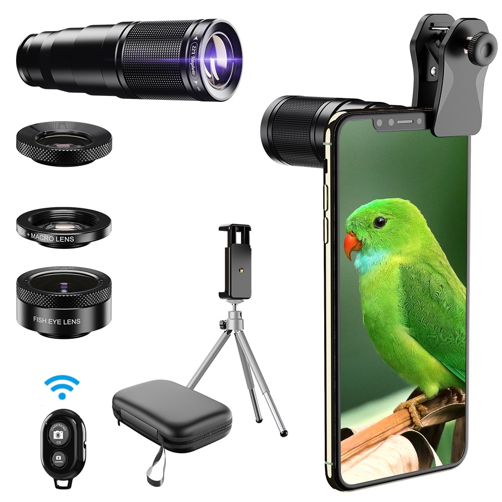 APEXEL HD Phone Camera Lens Kit 4in1 Telephoto Zoom Monocular Telescope ...