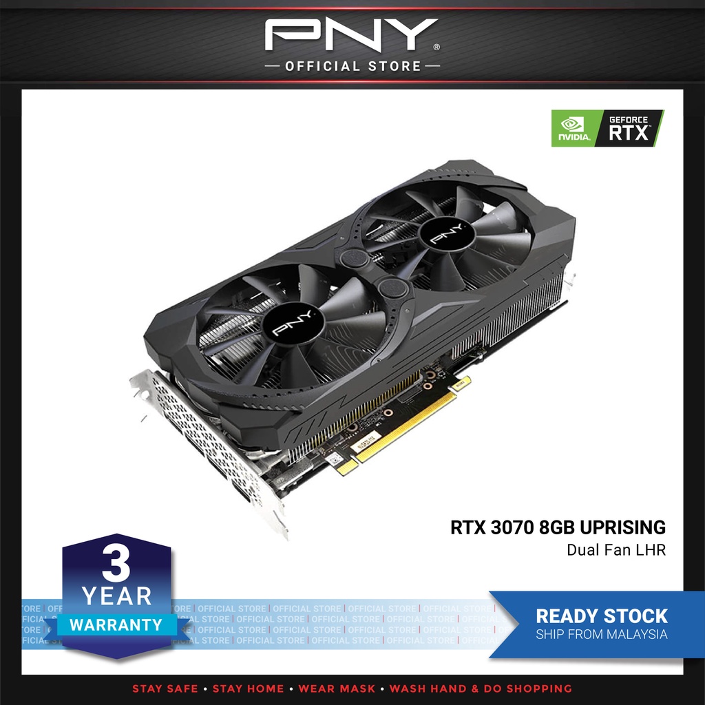 PNY RTX 3070 8GB UPRISING Dual Fan LHR | Shopee Malaysia