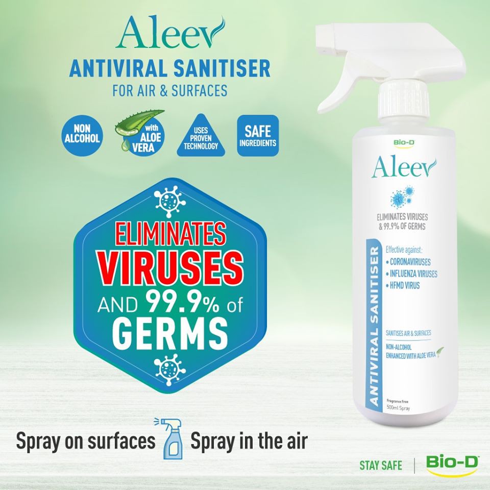 Expired June 2025 2bottles x 100ml Bio-D Aleev Antiviral Sanitizer Air & Surfaces Spray 100ml ...