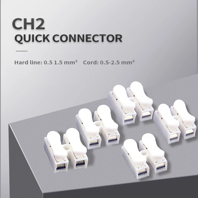 2 Way Quick Wiring Press CH-2 2 Pins LED Electrical Cable Connectors ...