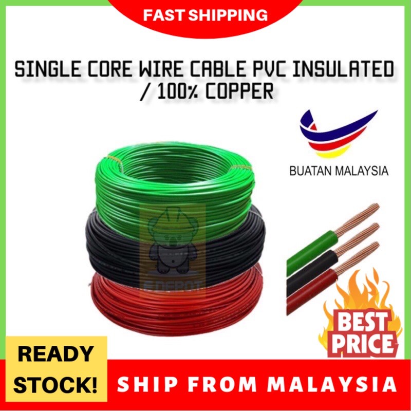 WIRE CABLE 1.5MM/2.5MM PURE COPPER 1 METER | Shopee Malaysia