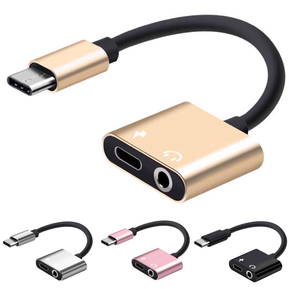 2 In 1 Phone Splitter Cable Portable Type C To 3.5 mm Audio And ...