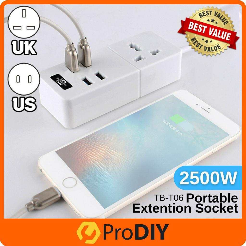 TB-T06 Portable Extension Socket Universal Socket Outlet 2500W With 4 ...