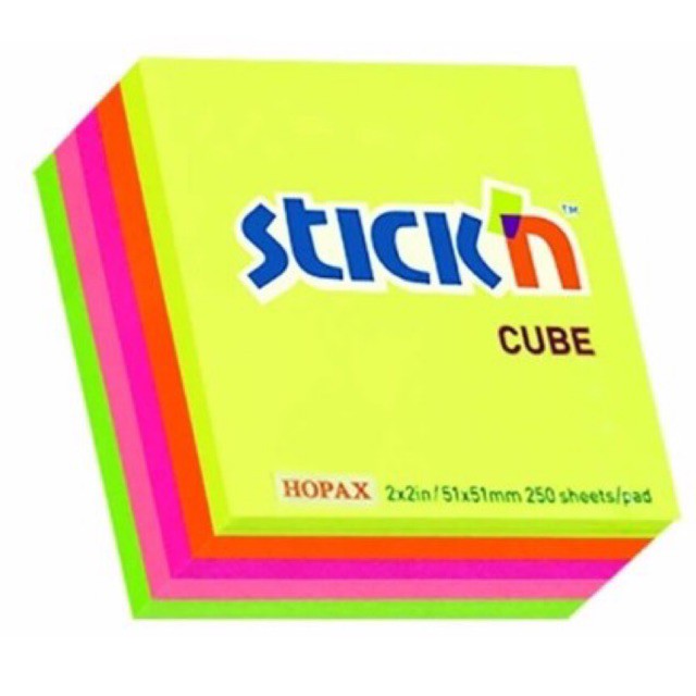 HOPAX STICK'N CUBE 2 X 2 INCH 250 sheets PER CUBE LIME + ASSORTED - HP ...