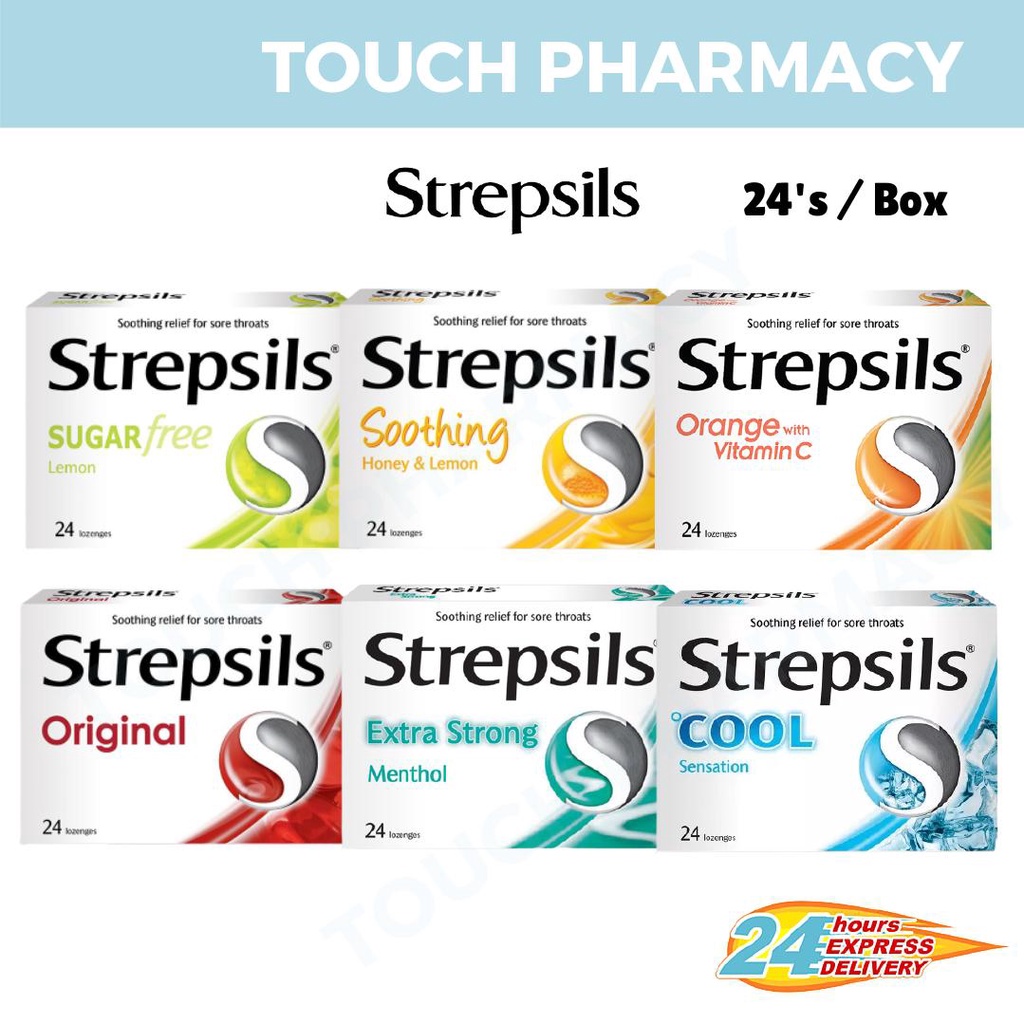 STREPSILS Sore Throat Lozenges Sugar Free Lemon/HoneyLemon Soothing ...