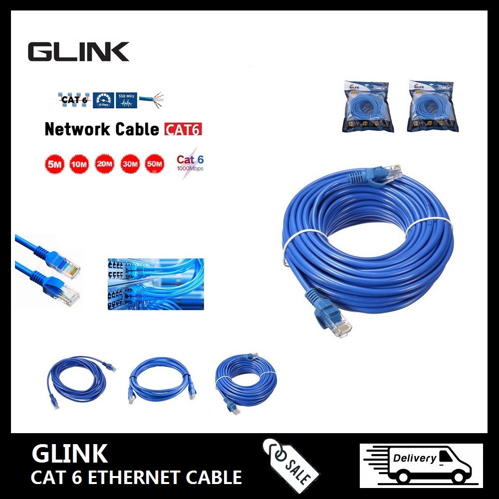 GLINK RJ45 LAN NETWORK CABLE CAT6 GIGABIT ETHERNET 1000Mpbs (5/10/15/20 ...