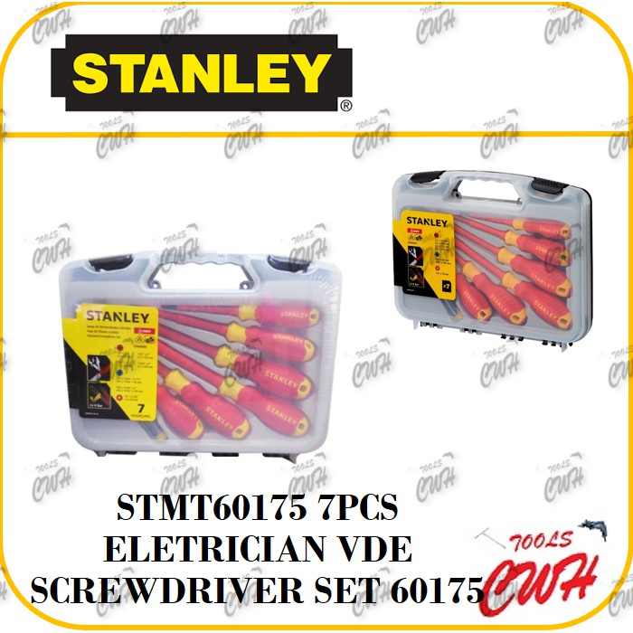 7/8PCS 1000V STANLEY STMT60175 / JONNESWAY ELETRICIAN VDE INSULATED SCREWDRIVER SET ELECTRICAL ...